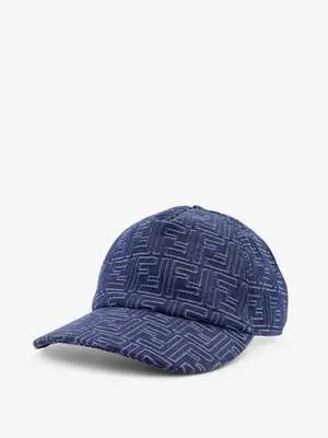 Fendi Ff Jacquard Denim Baseball Cap - Blue