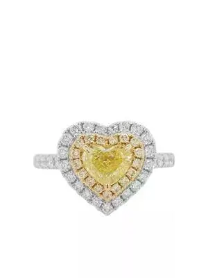 HYT JEWELRY 18k White Gold Diamond Heart Ring - Yellow