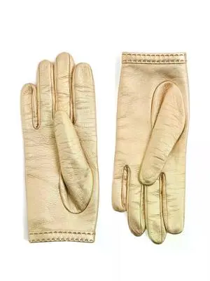 Valentino Garavani Open-fingered Leather Gloves - Gold