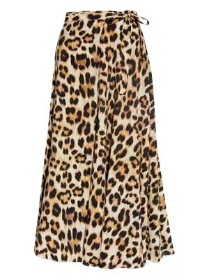 Munthe Animal-print High-rise Wrap Skirt