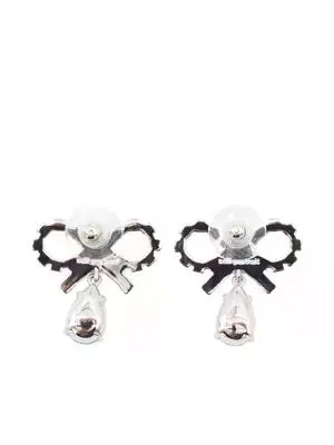 SELF-PORTRAIT Mini Bow Drop Earrings - Silver