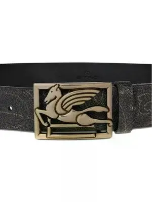 Etro Pegaso Leather Belt - Black