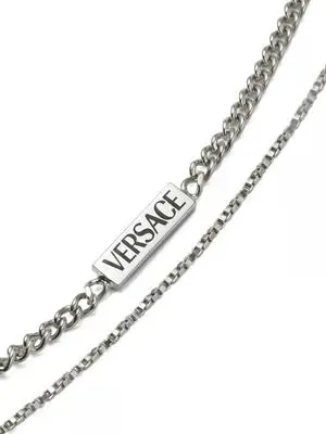 Versace Bar-pin Embellished Necklace - Silver