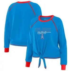WEAR BY ERIN ANDREWS Houston Oilers Tie-front Long Sleeve T-shirt - Light Blue