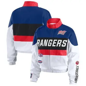 WEAR BY ERIN ANDREWS Texas Rangers Racing Full-zip Jacket - Navy
