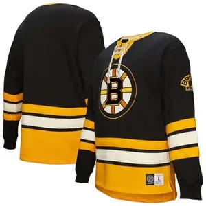 Mitchell & Ness Boston Bruins Heritage Lace-up Pullover Sweatshirt - Black