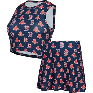 CONCEPTS SPORT Knit Tank Top & Skort Set - Navy