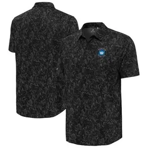 ANTIGUA Charlotte Fc Lush Woven Button-up Top - Black