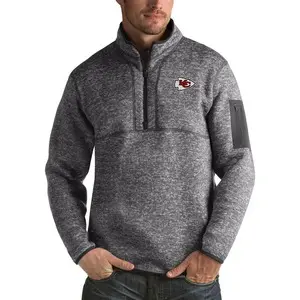 ANTIGUA Kansas City Chiefs Big & Tall Quarter-zip Pullover Jacket - Charcoal