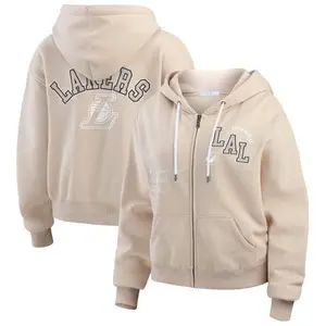 WEAR BY ERIN ANDREWS Los Angeles Lakers Felt Patch Full-zip Hoodie - Cream
