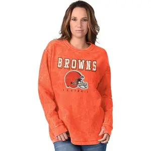 G-III 4HER BY CARL BANKS Cleveland Browns Comfy Cord Pullover Sweatshirt - Orange