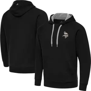 ANTIGUA Minnesota Vikings Brushed Carbon Victory Pullover Hoodie - Black