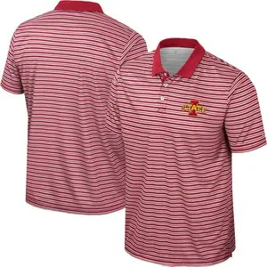 COLOSSEUM Iowa State Cyclones Striped Polo - Cardinal