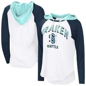 G-III 4HER BY CARL BANKS Seattle Kraken Vip Raglan Long Sleeve Hoodie T-shirt - White