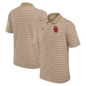 JORDAN BRAND White Oklahoma Sooners Primetime Victory Striped Polo - Tan
