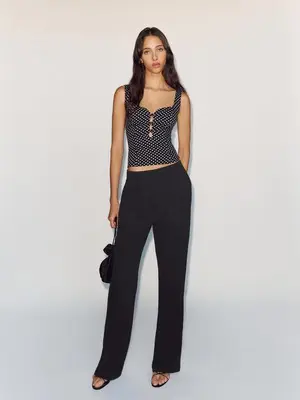 REFORMATION Francy Top Sleeveless Sweetheart Neckline With Button Detail