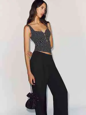 REFORMATION Francy Top Sleeveless Sweetheart Neckline With Button Detail