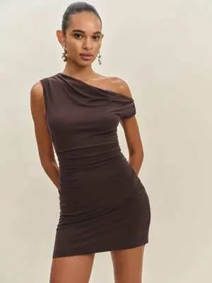 REFORMATION Belle Knit Mini Dress Brown