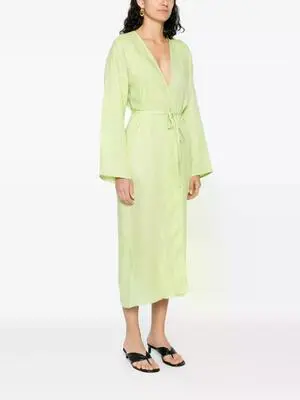 Asceno Linen Coat With Tie Waist