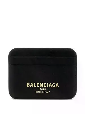 Balenciaga Cash 2.0 Leather Card Holder - Black