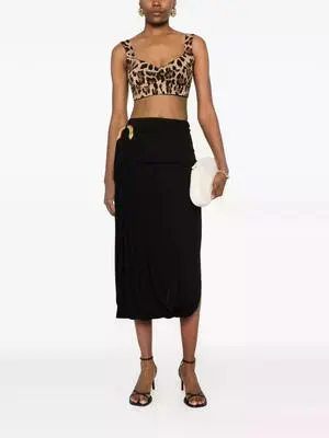 Dolce & Gabbana Silk-blend Leopard Print Cropped Top - Brown