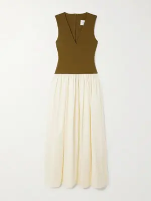 ESSE STUDIOS Stretch-knit And Silk-crepe Maxi Dress - Green