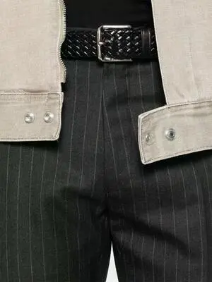 TOM FORD Striped Straight-leg Trousers - Grey