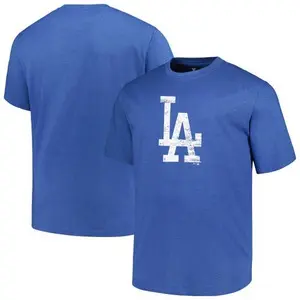 Profile Los Angeles Dodgers Big & Tall Weathered Logo T-shirt - Heather Royal