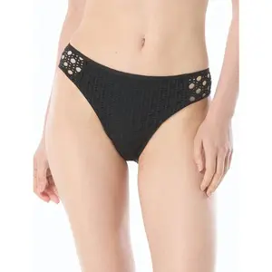 Carmen Marc Valvo Crochet Side Bikini Bottom - Black