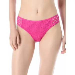 Carmen Marc Valvo Crochet Side Bikini Bottom - Ultra Pink