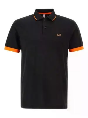 SUN 68 Contrast-collared Polo Shirt - Black