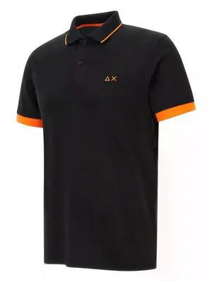 SUN 68 Contrast-collared Polo Shirt - Black