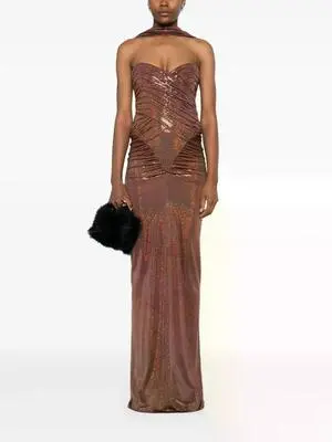 THE NEW ARRIVALS ILKYAZ OZEL Sleeveless Dress - Brown
