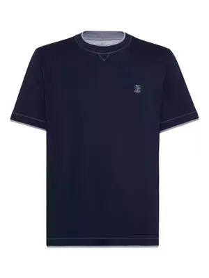 Brunello Cucinelli Logo-embroidered T-shirt - Blue