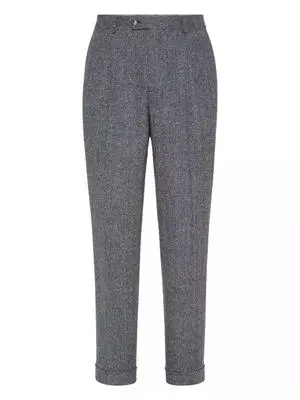 Brunello Cucinelli Pleated Tapered Trousers - Grey