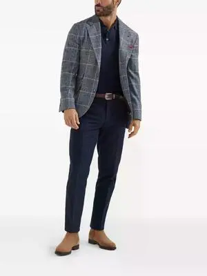 Brunello Cucinelli Ribbed Long-sleeve Polo Shirt - Blue