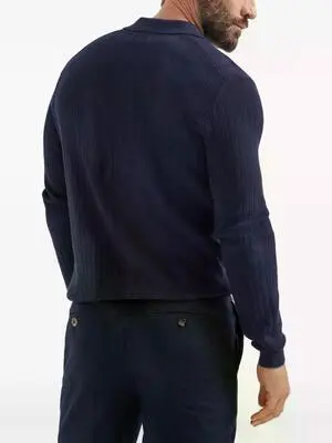 Brunello Cucinelli Ribbed Long-sleeve Polo Shirt - Blue