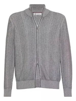 Brunello Cucinelli Herringbone-pattern Cardigan