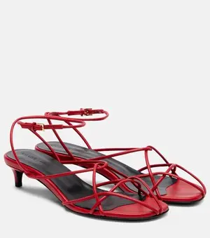 Khaite Loulou 35 Leather Slingback Sandals - Red