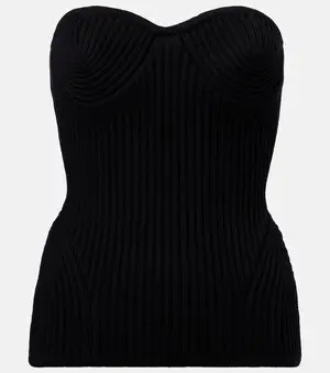 JEAN PAUL GAULTIER Ribbed-knit Wool-blend Corset - Black