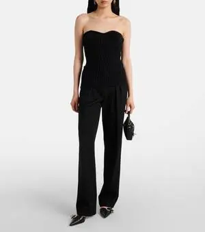 JEAN PAUL GAULTIER Ribbed-knit Wool-blend Corset - Black
