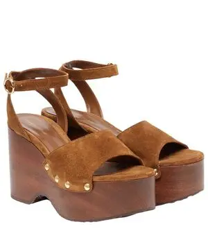 GIANVITO ROSSI Suede Platform Sandals - Brown