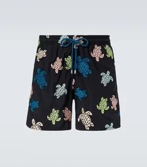 Vilebrequin Mistral Embroidered Swim Trunks - Black