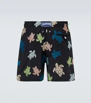 Vilebrequin Mistral Embroidered Swim Trunks - Black