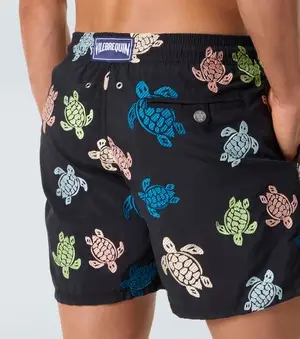 Vilebrequin Mistral Embroidered Swim Trunks - Black