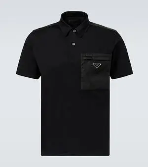 Prada Re-nylon Cotton-blend Polo Shirt - Black