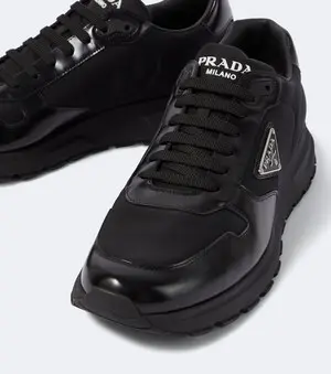 Prada Re-nylon And Leather Sneakers - Black