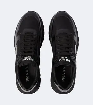 Prada Re-nylon And Leather Sneakers - Black