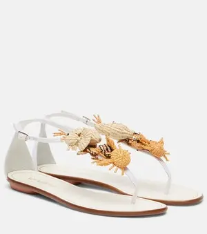 AQUAZZURA Marea Raffia And Leather Thong Sandals - White