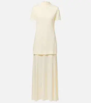 JIL SANDER Layered Crêpe Maxi Dress - White